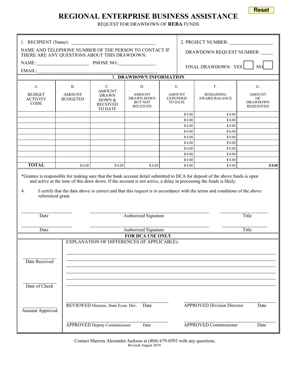Georgia (United States) Request for Drawdown of Reba Funds - Fill Out ...