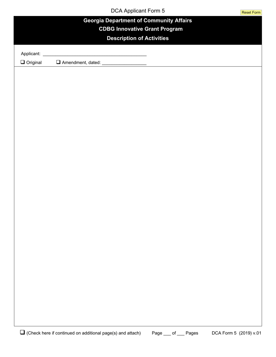 DCA Form 5 - Fill Out, Sign Online and Download Fillable PDF, Georgia ...