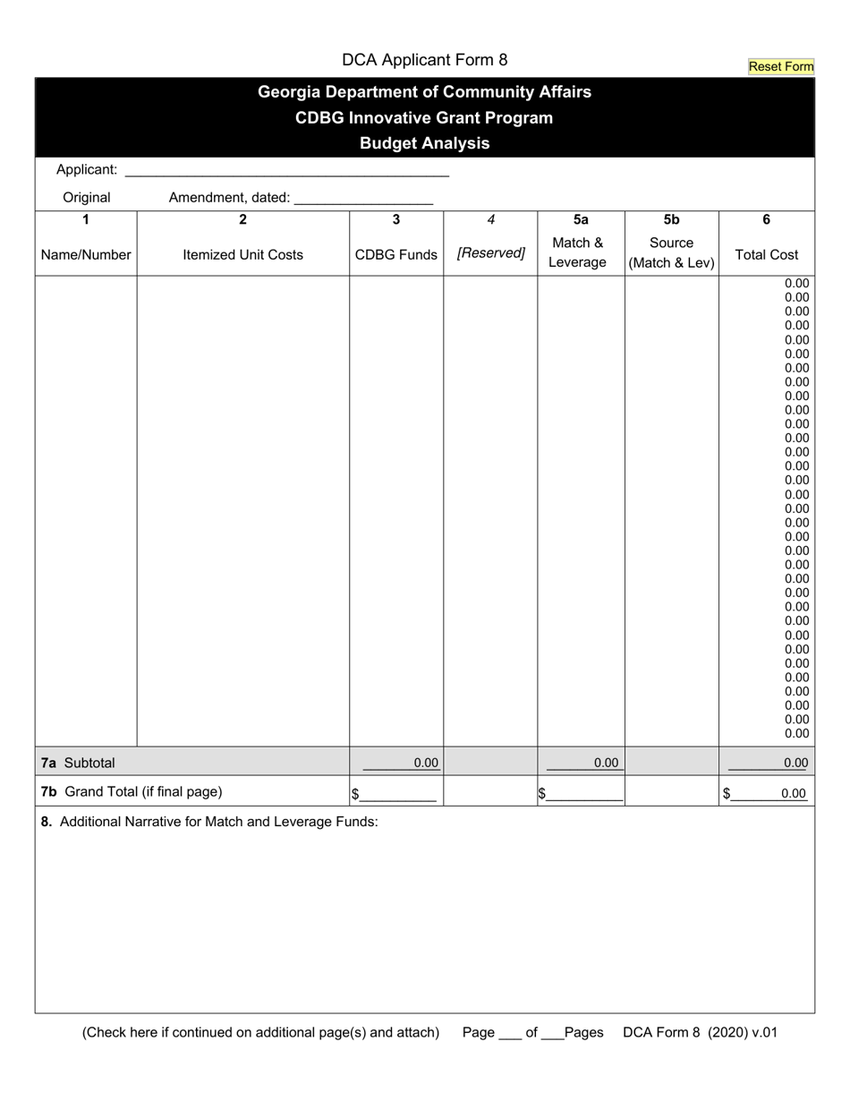 DCA Form 8 - Fill Out, Sign Online and Download Fillable PDF, Georgia ...