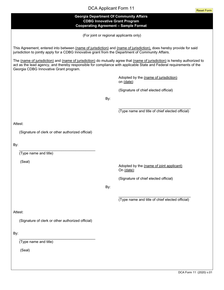 DCA Form 11 - Fill Out, Sign Online and Download Fillable PDF, Georgia ...