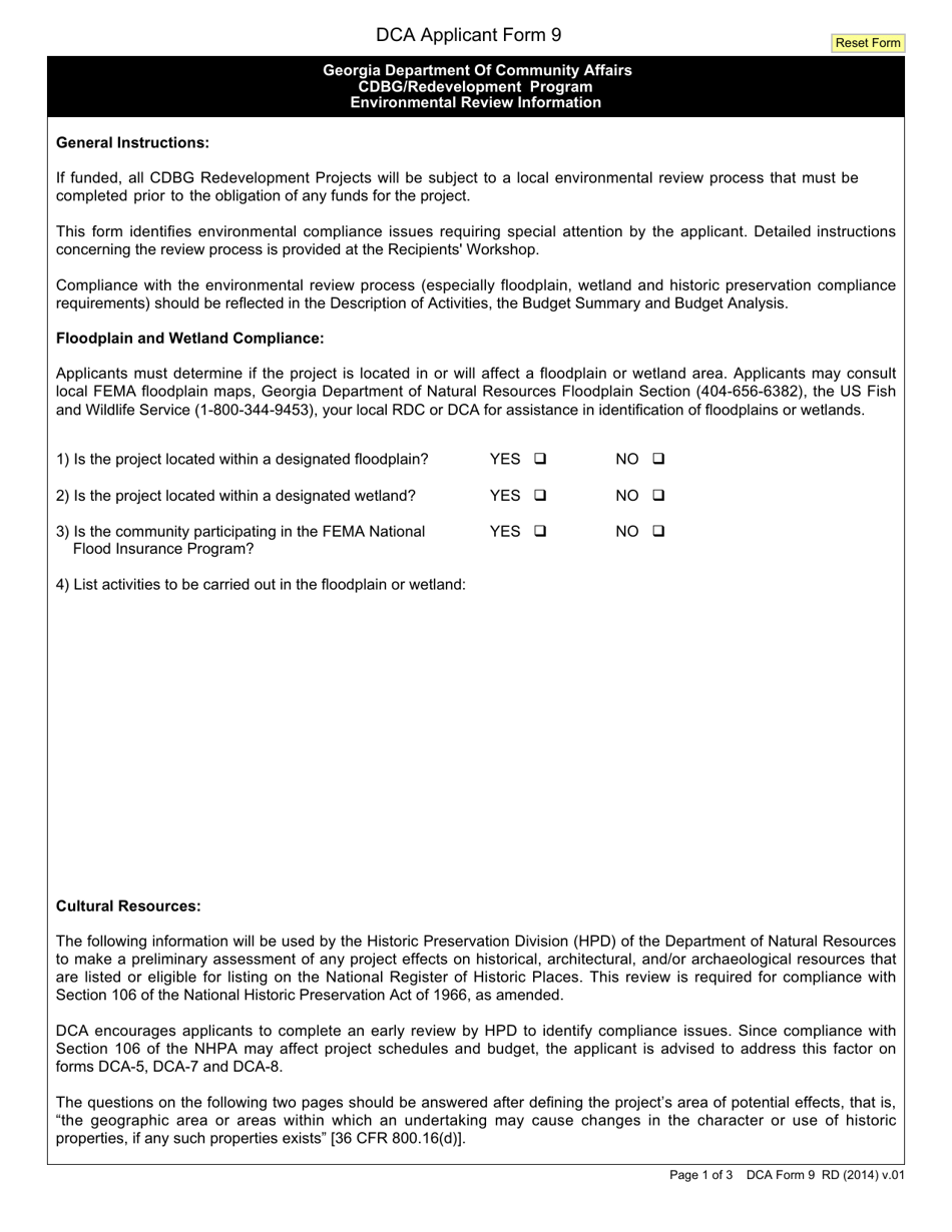 DCA Form 9 RD - Fill Out, Sign Online and Download Fillable PDF ...