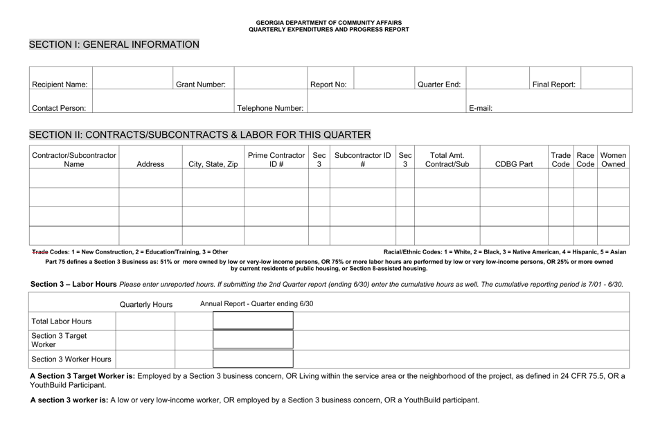 Georgia (United States) Quarterly Expenditures and Progress Report ...