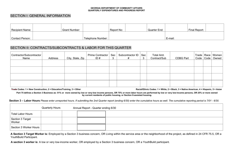 Georgia (United States) Quarterly Expenditures and Progress Report ...
