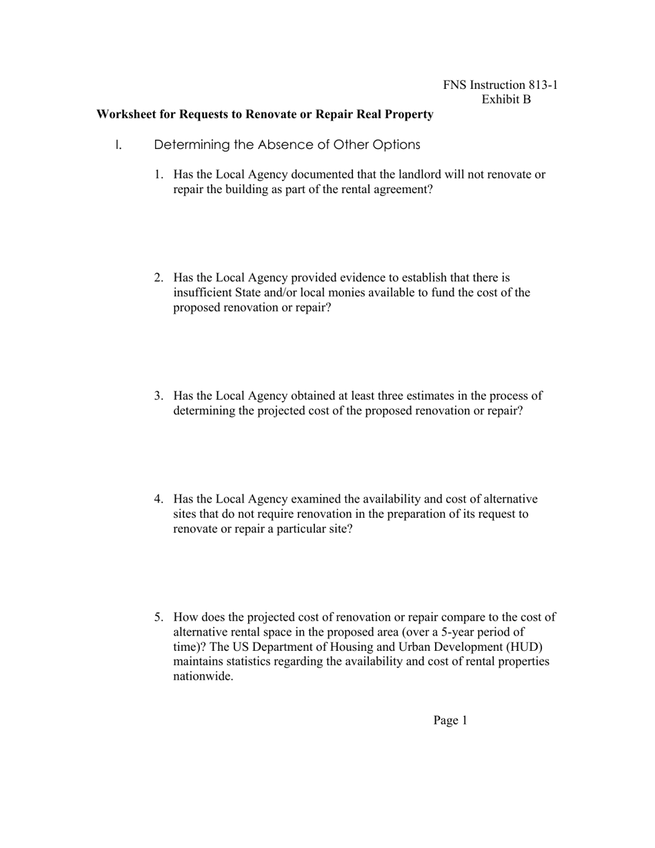 Texas Worksheet for Requests to Renovate or Repair Real Property - Fill ...
