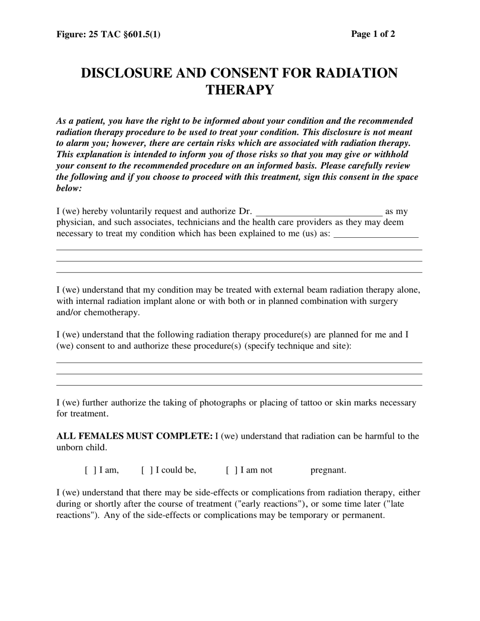 Texas Disclosure and Consent for Radiation Therapy - Fill Out, Sign ...