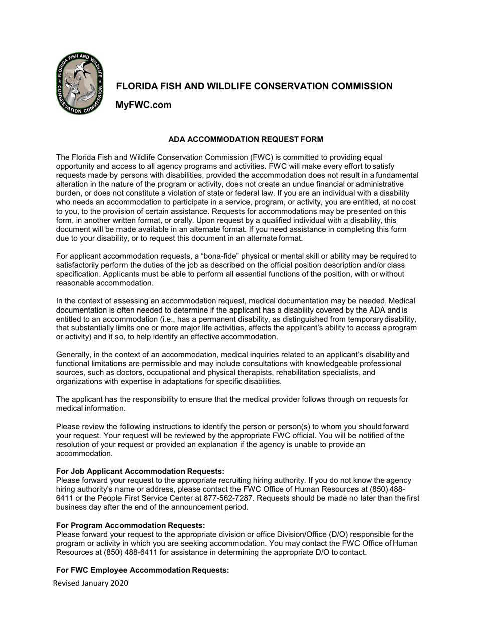Florida Ada Accommodation Request Form - Fill Out, Sign Online and ...