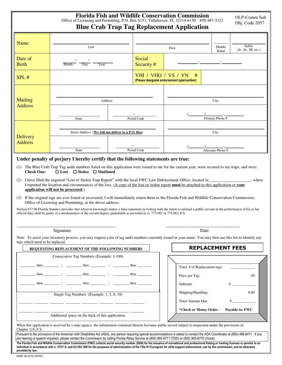 Form DMF-SL4530 - Fill Out, Sign Online and Download Printable PDF ...