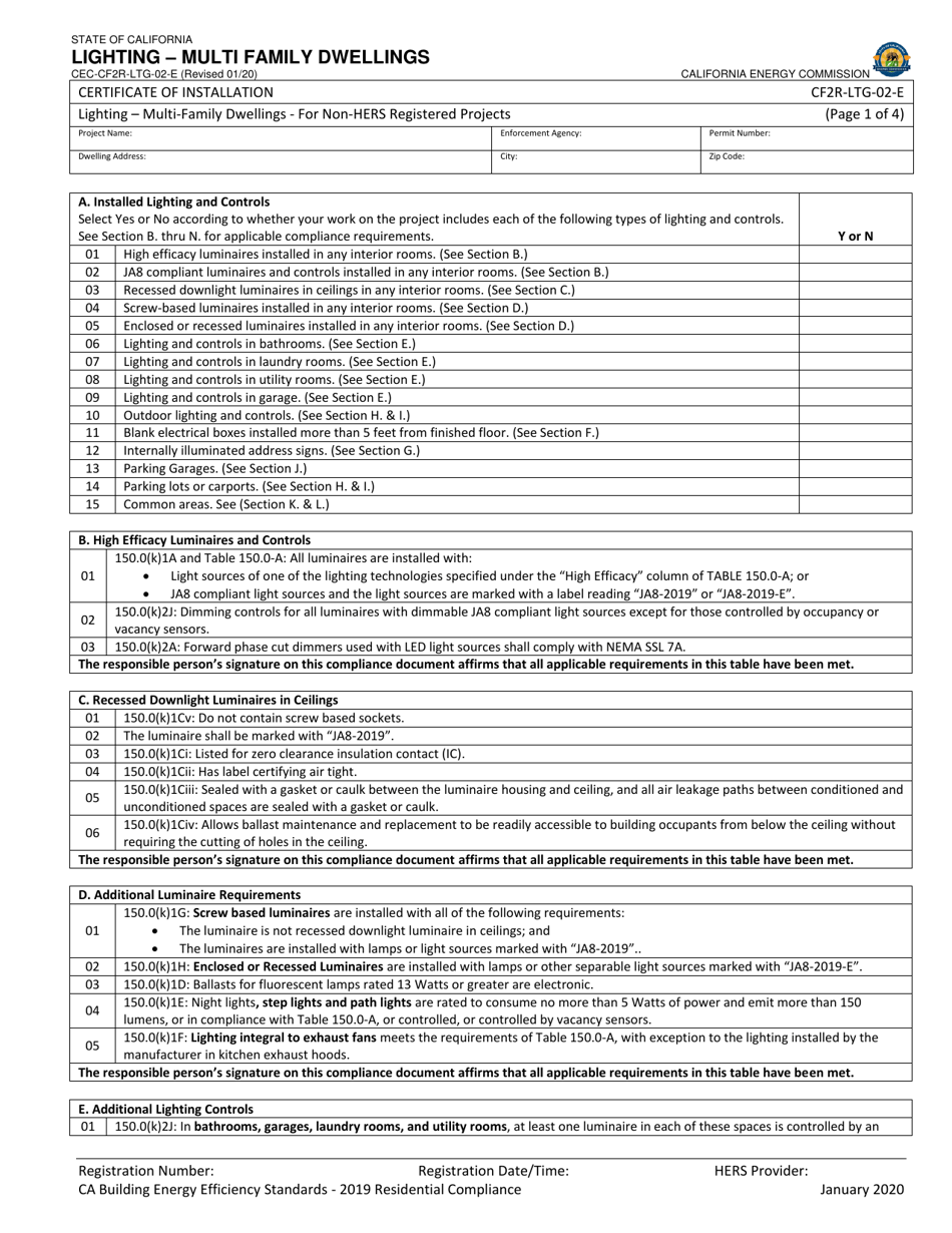 Form CEC-CF2R-LTG-02 - Fill Out, Sign Online and Download Printable PDF ...