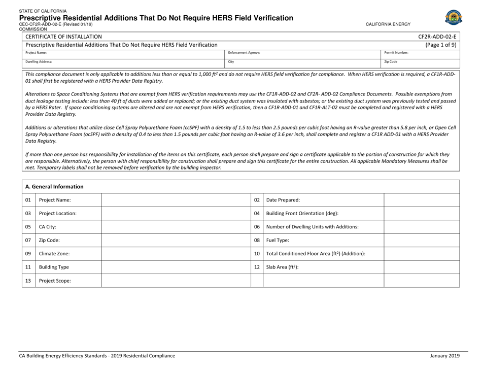 Form CEC-CF2R-ADD-02 - Fill Out, Sign Online and Download Printable PDF ...