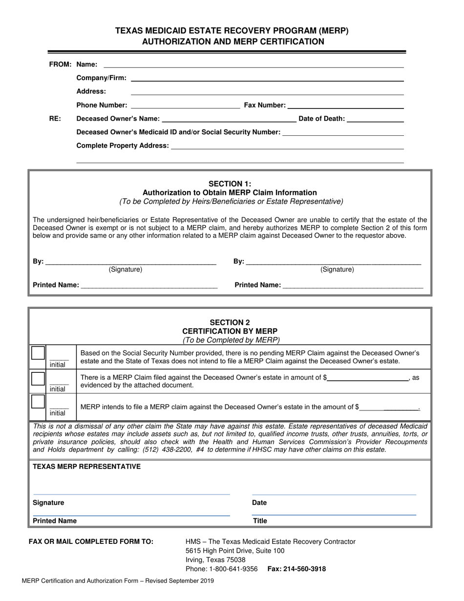 Texas Merp Certification and Authorization Form - Fill Out, Sign Online ...