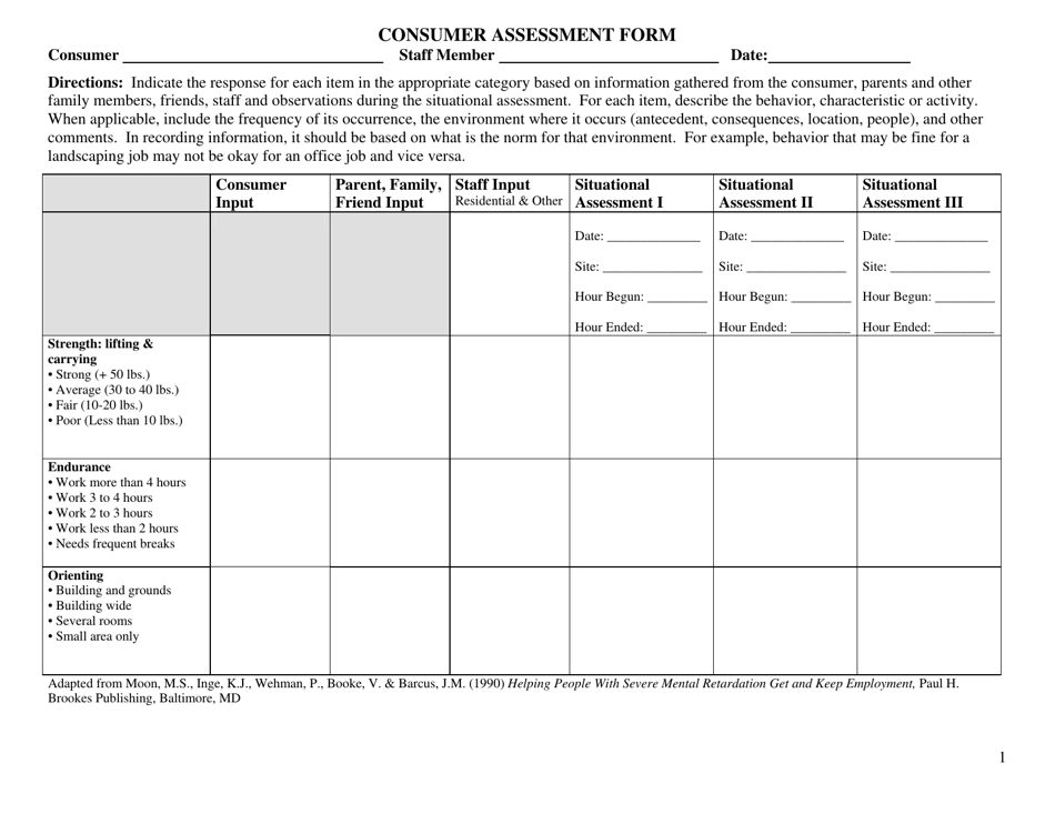 Texas Consumer Assessment Form - Fill Out, Sign Online and Download PDF ...