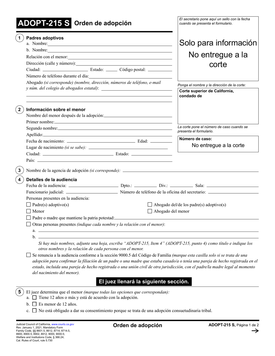 Formulario ADOPT-215 - Fill Out, Sign Online and Download Printable PDF ...