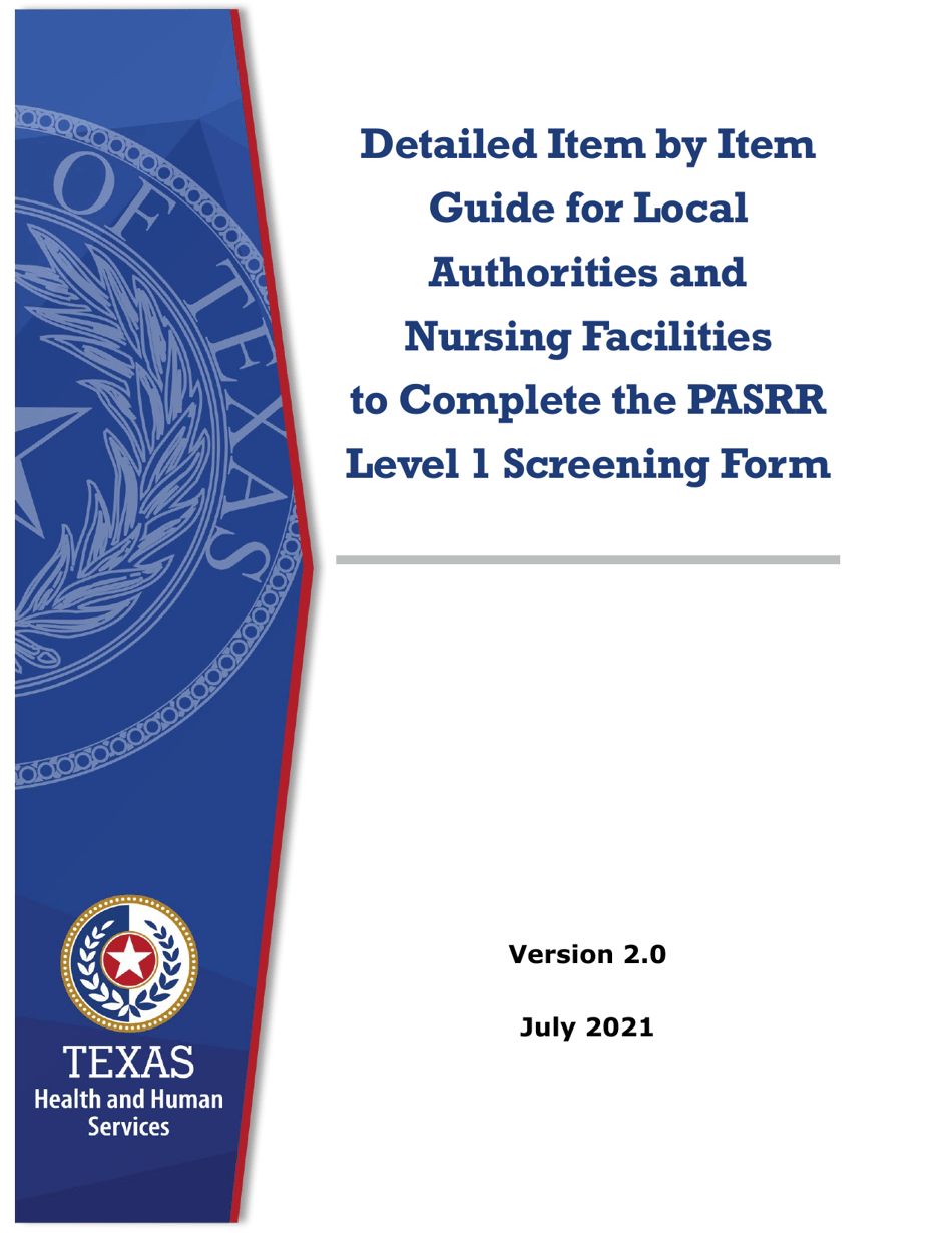 Download Instructions for Pasrr Level 1 Screening PDF | Templateroller