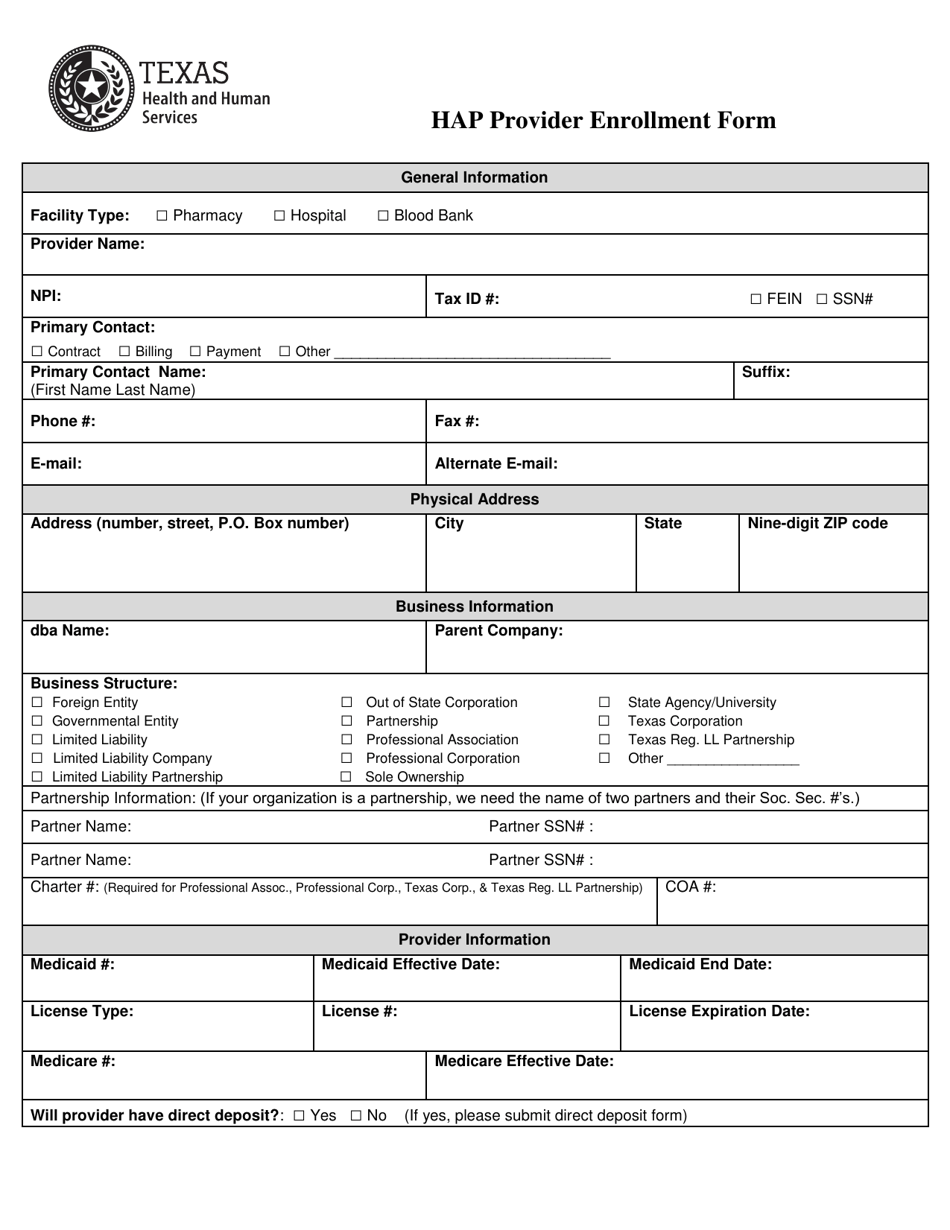 Texas Hap Provider Enrollment Application - Fill Out, Sign Online and ...