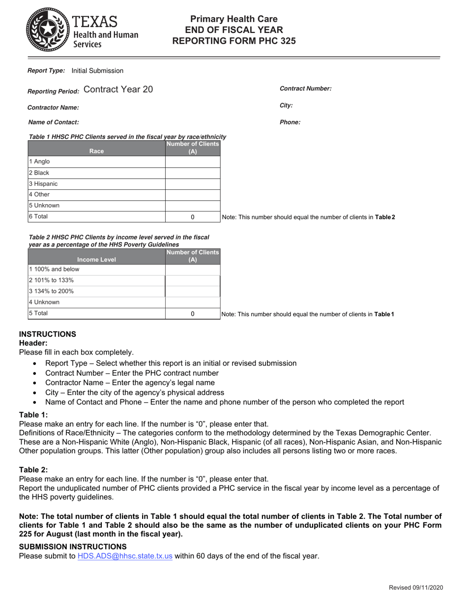 Form PHC325 - Fill Out, Sign Online and Download Fillable PDF, Texas ...