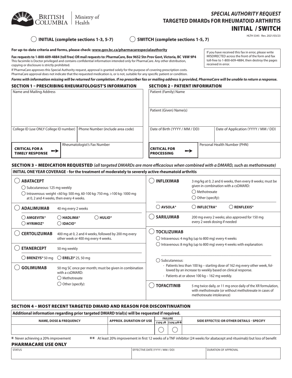 Form HLTH5345 - Fill Out, Sign Online and Download Fillable PDF ...