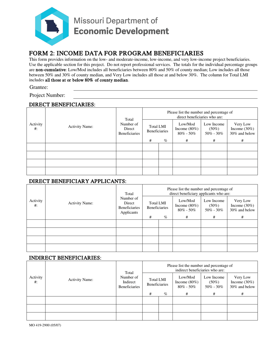 Form 2 (MO419-2900) - Fill Out, Sign Online and Download Fillable PDF ...