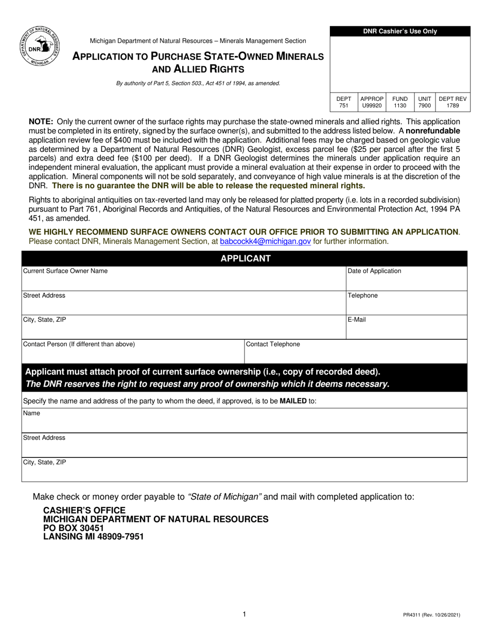 Form PR4311 Download Fillable PDF or Fill Online Application to ...