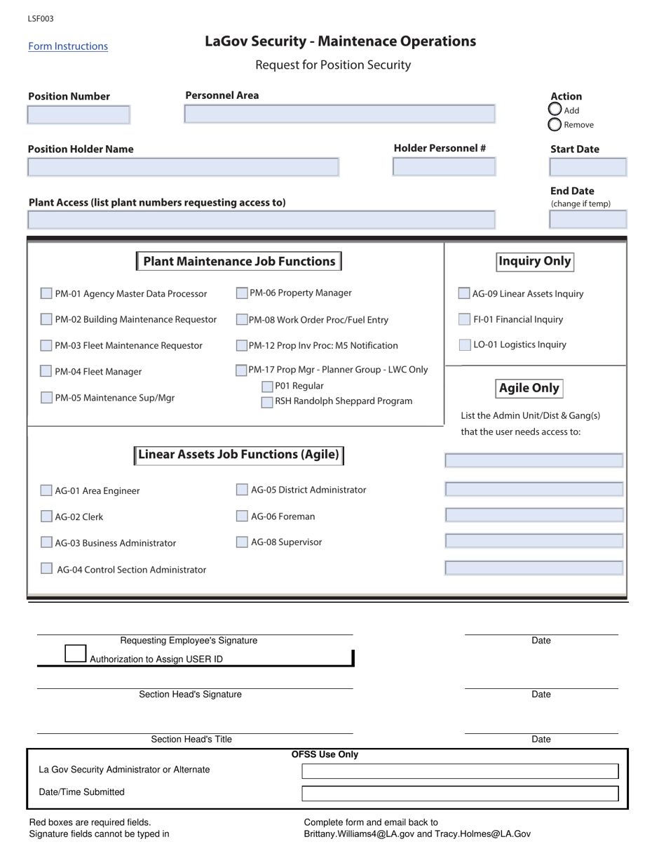 Form LSF003 - Fill Out, Sign Online and Download Fillable PDF ...