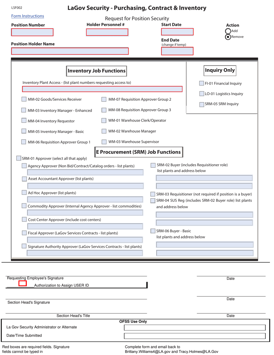 Form LSF002 - Fill Out, Sign Online and Download Fillable PDF ...
