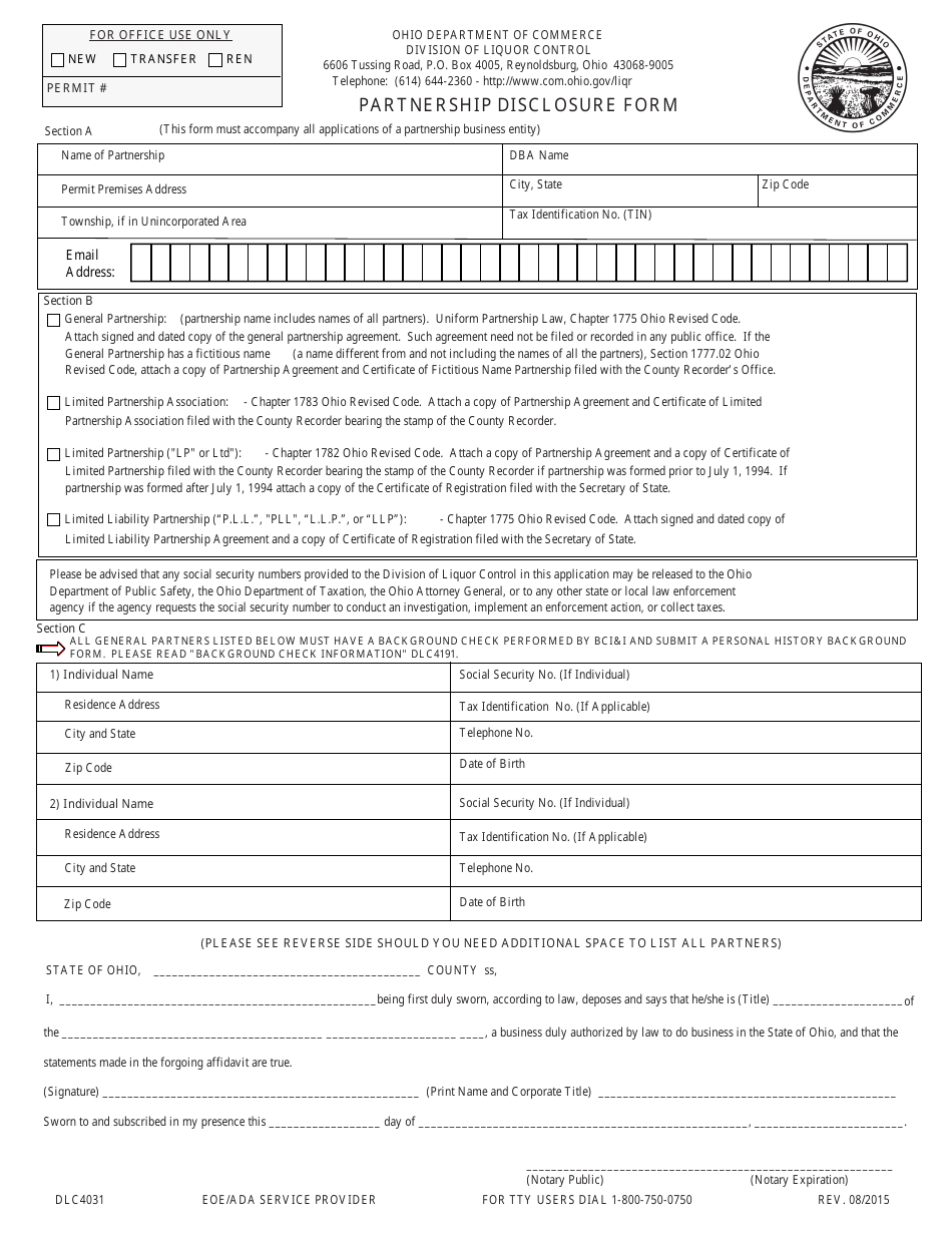 Form DLC4031 - Fill Out, Sign Online and Download Fillable PDF, Ohio ...