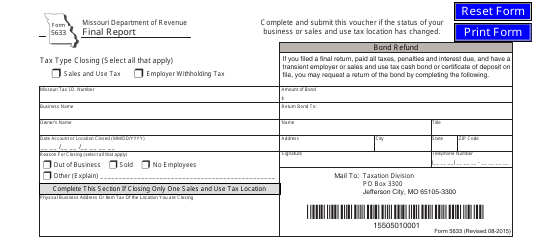 Form 5633 Download Fillable PDF or Fill Online Final Report Missouri ...