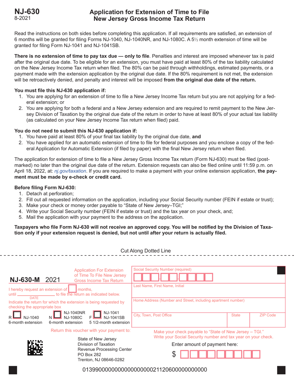 Form NJ-630 Download Fillable PDF or Fill Online Application for ...