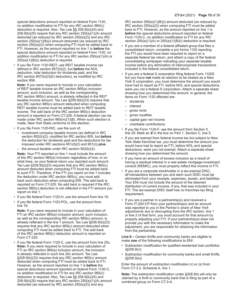 Download Instructions for Form CT-3 General Business Corporation ...