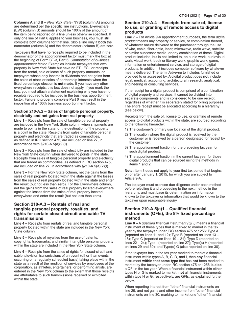 Download Instructions for Form CT-3 General Business Corporation ...