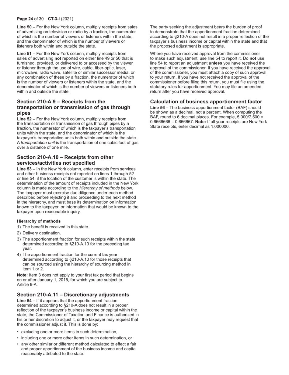 Download Instructions for Form CT-3 General Business Corporation ...