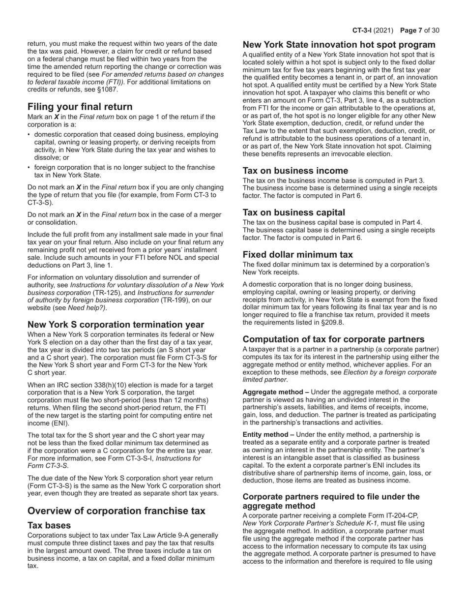 Download Instructions for Form CT-3 General Business Corporation ...