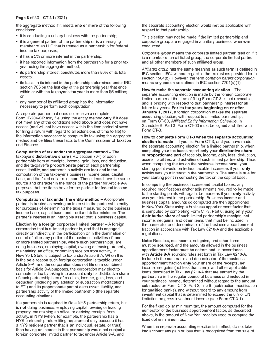 Download Instructions for Form CT-3 General Business Corporation ...