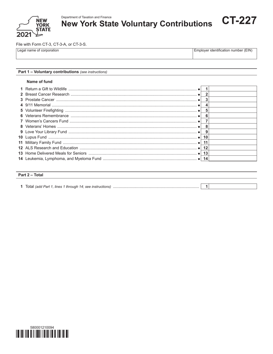 Form CT-227 Download Printable PDF or Fill Online New York State ...