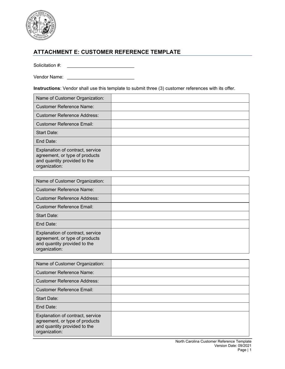 North Carolina Customer Reference Template - Fill Out, Sign Online and ...