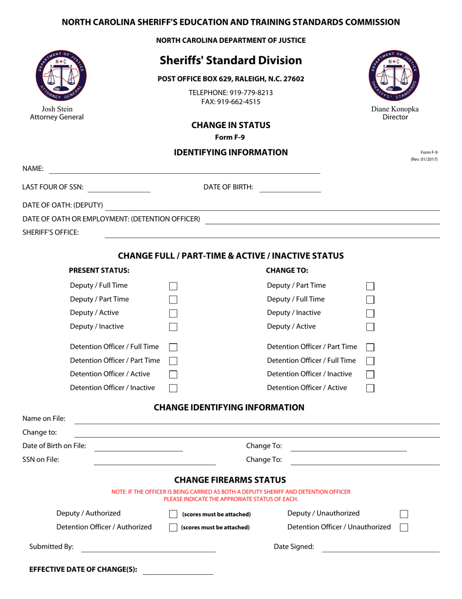 Form F-9 - Fill Out, Sign Online and Download Fillable PDF, North ...