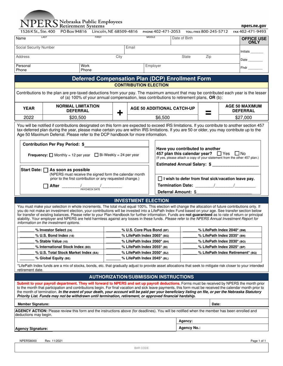 Form NPERS8000 - 2022 - Fill Out, Sign Online and Download Fillable PDF ...