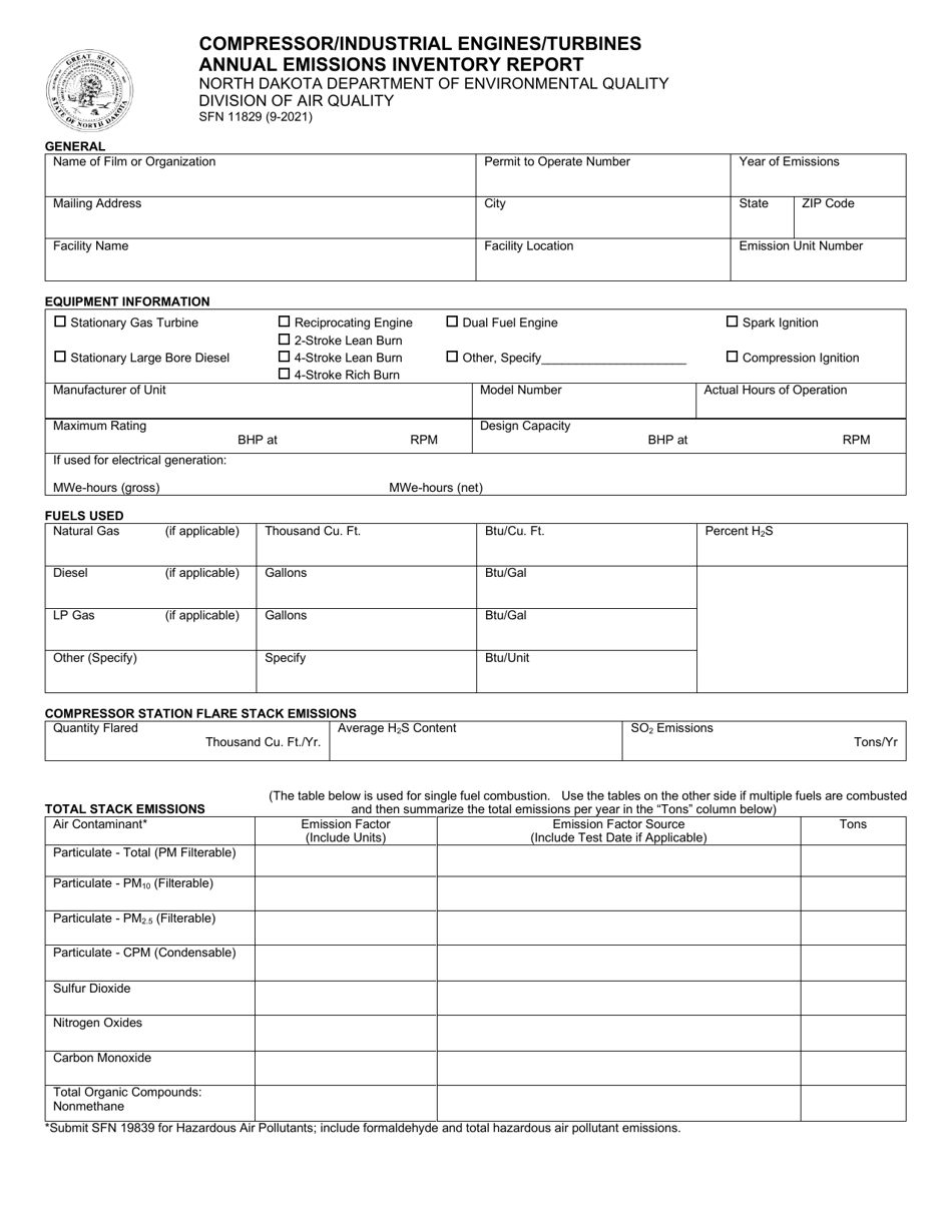 Form SFN11829 Download Fillable PDF or Fill Online Compressor ...