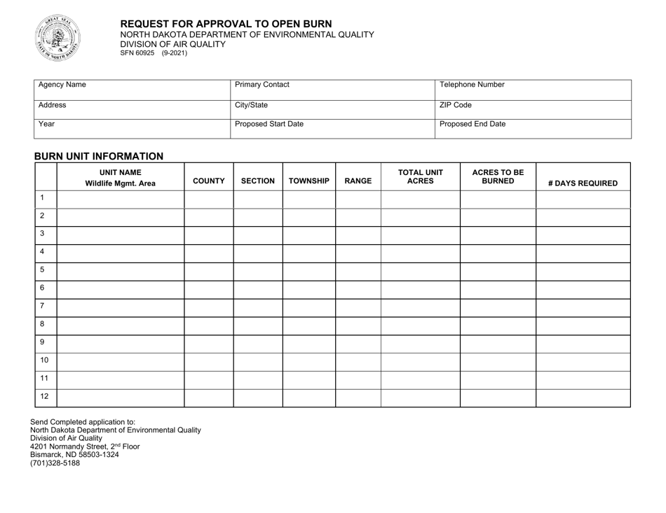Form SFN60925 Download Fillable PDF or Fill Online Request for Approval ...