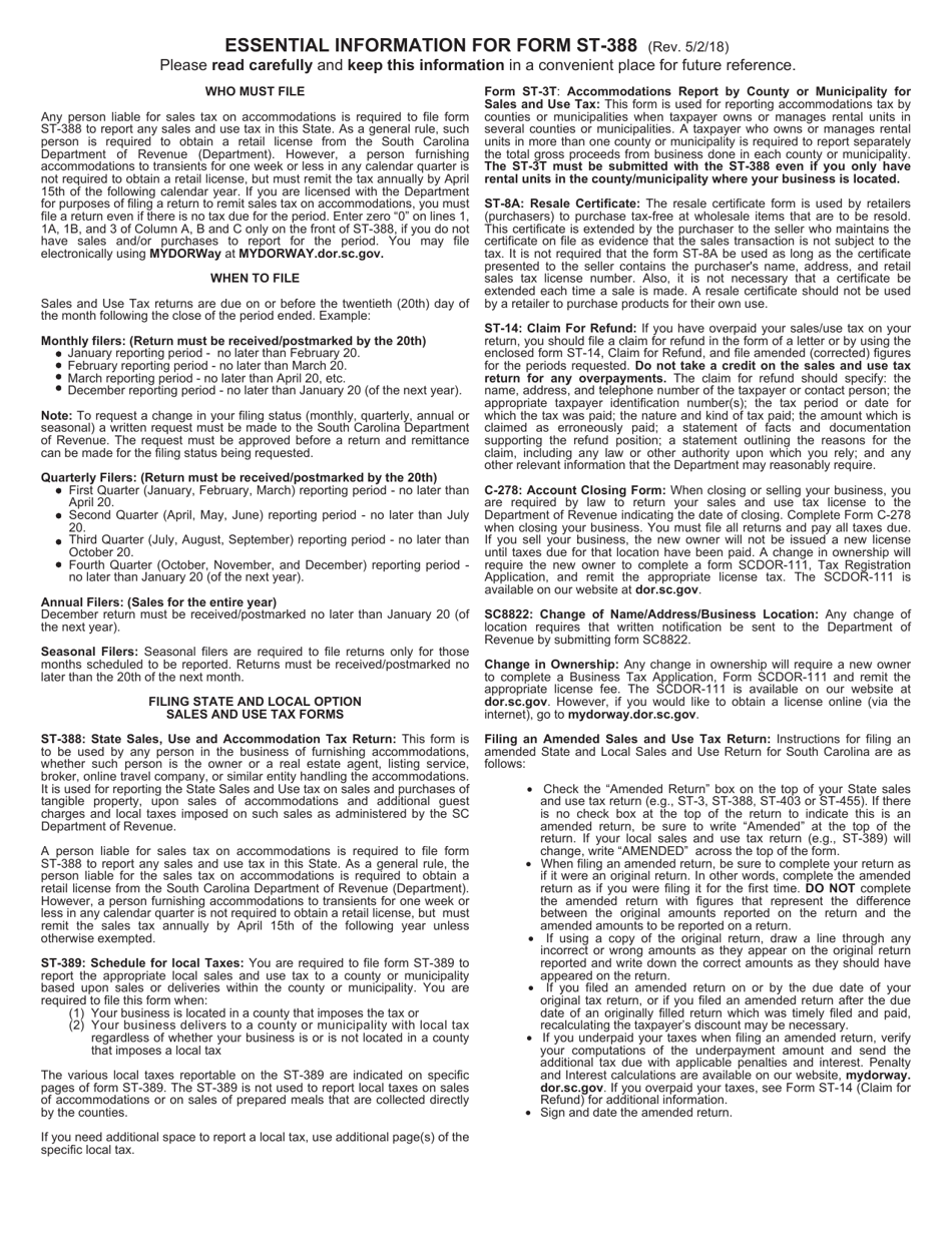 Download Instructions for Form ST-388 State Sales, Use, and ...