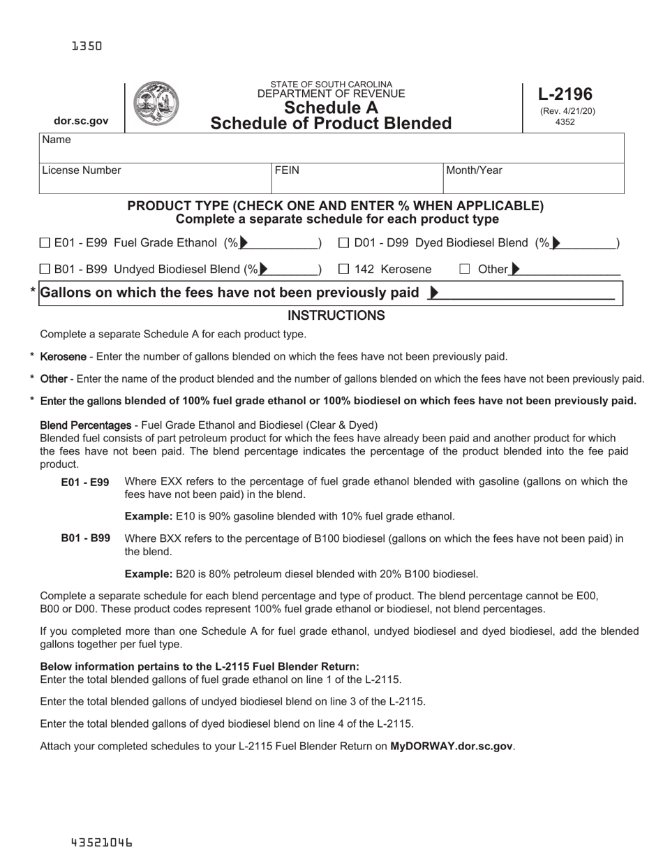 Form L-2196 Schedule A - Fill Out, Sign Online and Download Printable ...