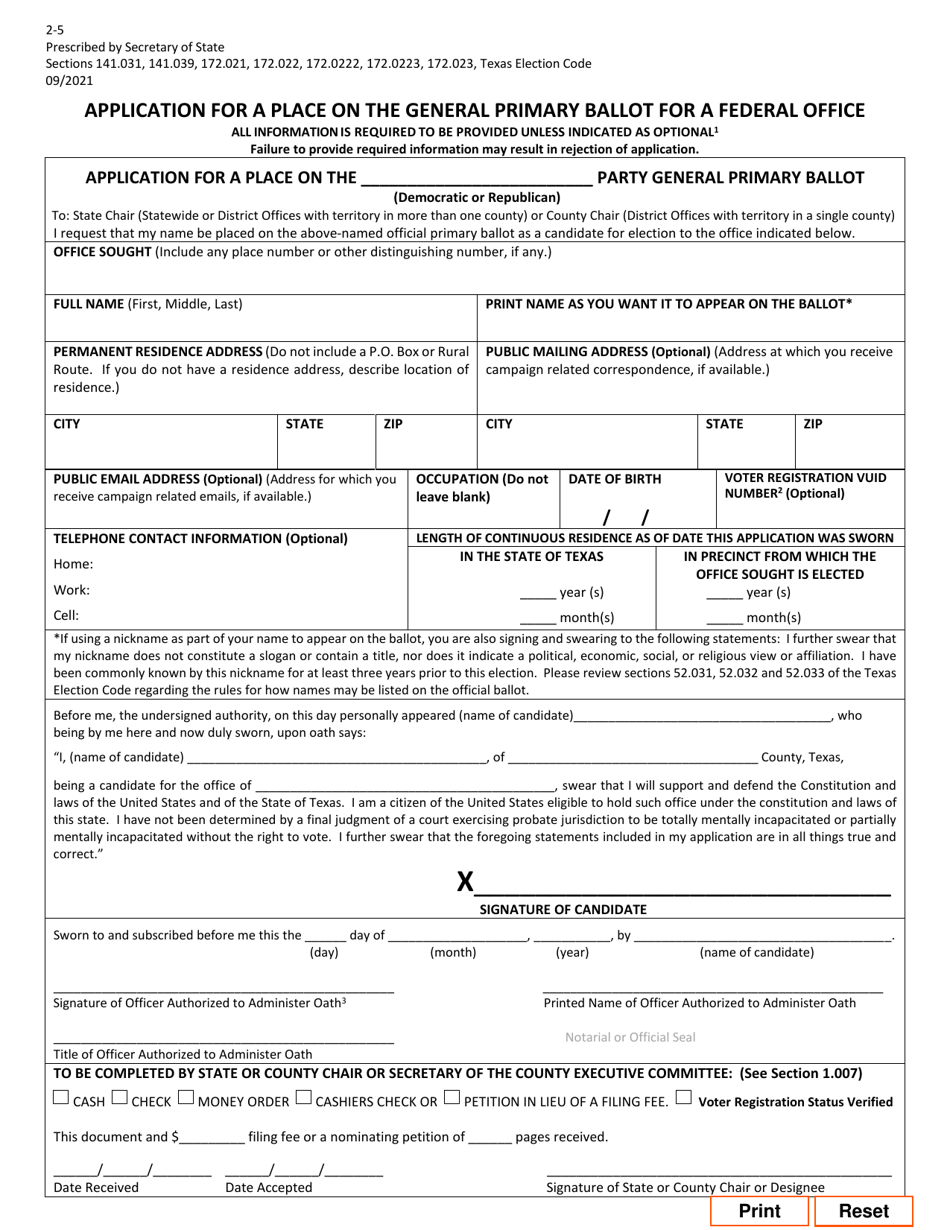 Form 2-5 - Fill Out, Sign Online and Download Fillable PDF, Texas ...