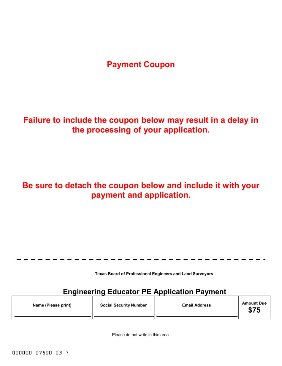 Texas Application for Licensure as a Professional Engineer ...