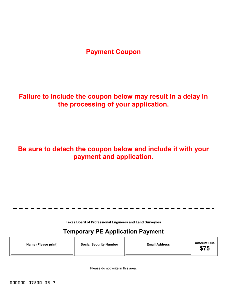 Texas Application for Licensure as a Professional Engineer - Temporary ... Texas Application for Licensure as a Professional Engineer - Temporary ...