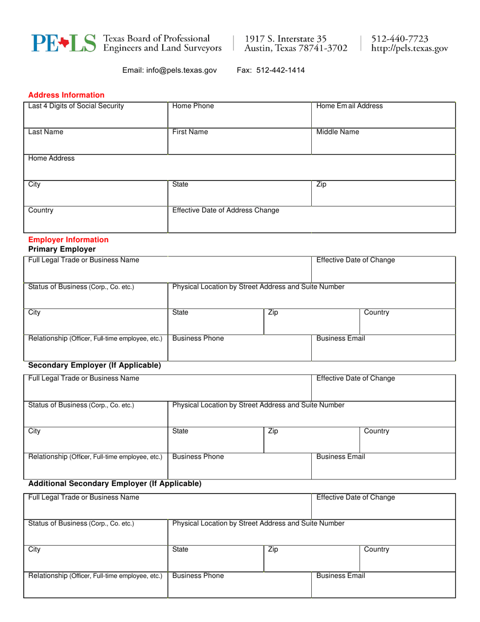 Texas Address and Employer Change Manual Form - Fill Out, Sign Online ...