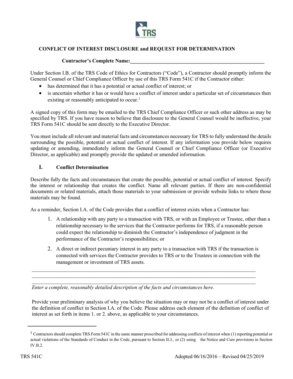Form TRS541C - Fill Out, Sign Online and Download Printable PDF, Texas ...