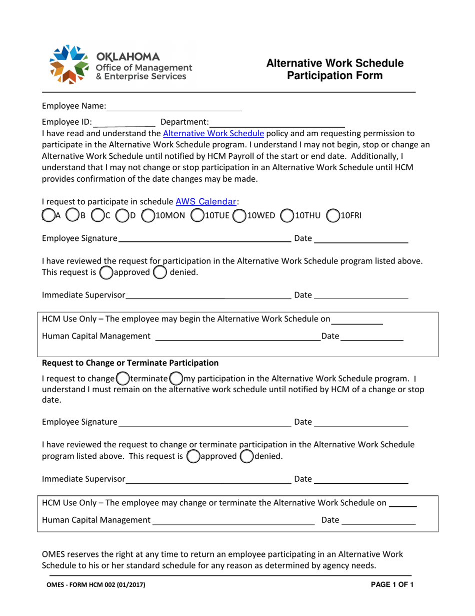 OMES Form HCM002 - Fill Out, Sign Online and Download Fillable PDF ...