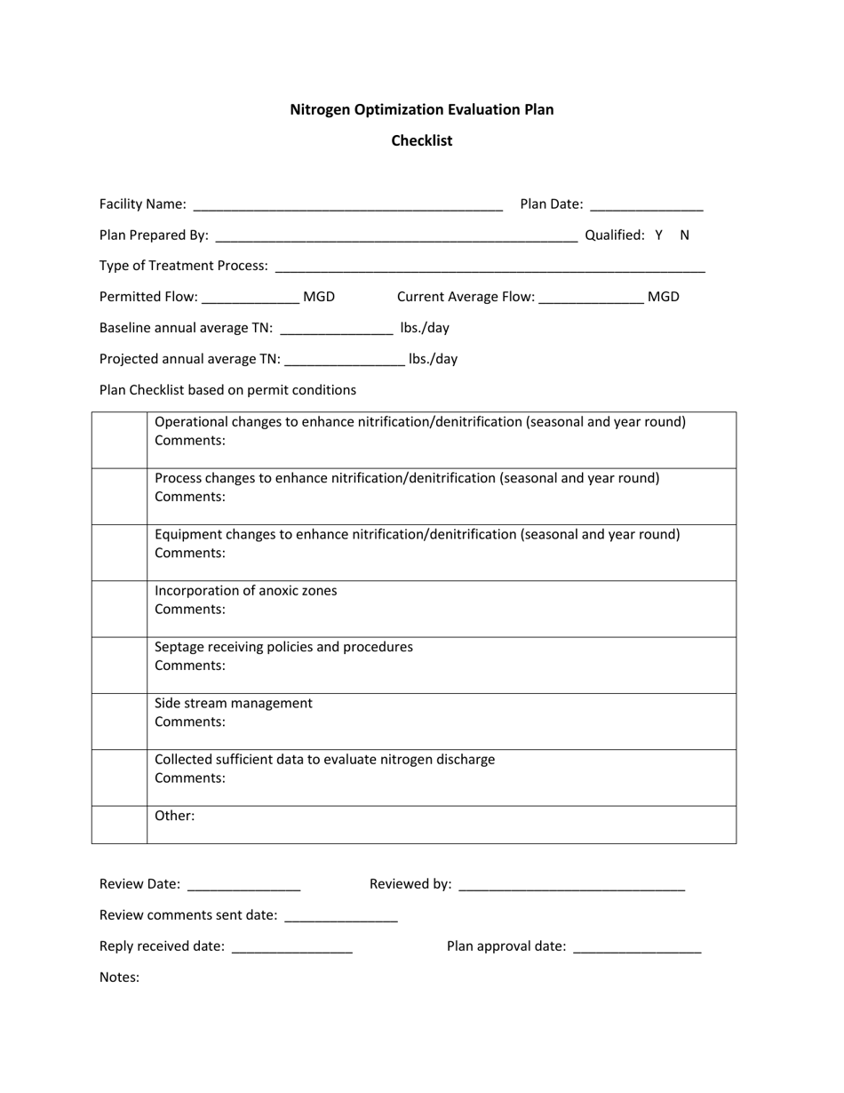 Vermont Nitrogen Optimization Evaluation Plan Checklist - Fill Out ...