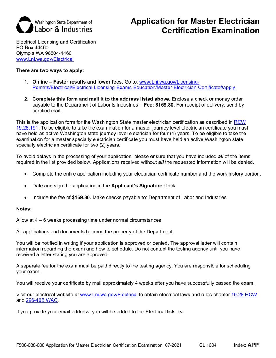 Form F500-088-000 Download Fillable PDF or Fill Online Application for ...