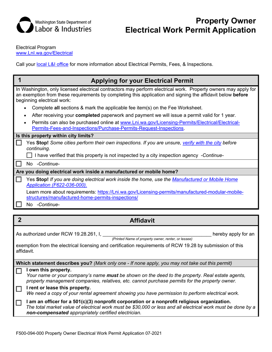 Form F500-094-000 Download Fillable PDF or Fill Online Property Owner ...