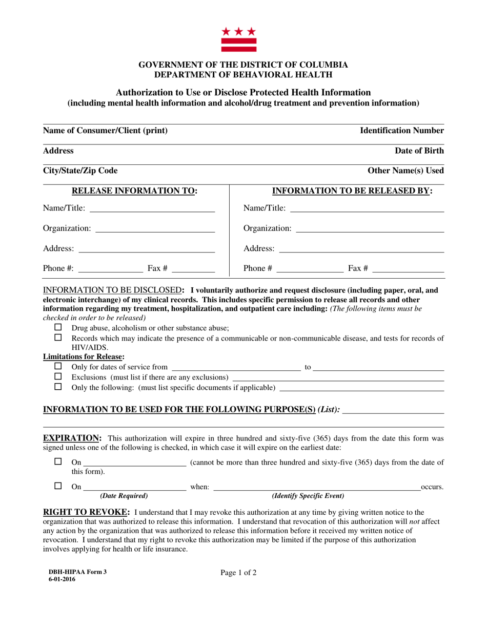 DBH-HIPAA Form 3 - Fill Out, Sign Online and Download Printable PDF ...